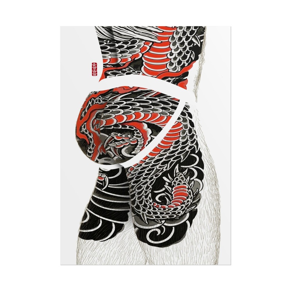 Gay Art Print l Japanese Inked Hairy Hunk Jocks l Homoerotic Art l ...