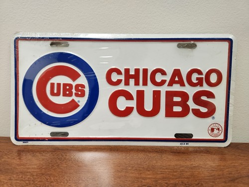 "Chicago Cubs" Tag Red, White & Blue 6"X12" Metal Vehicle License Plate ...