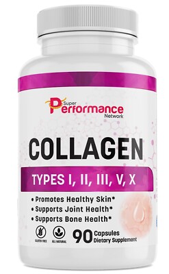 Super Performance Network Collagen Types I, II, III, V, X - 90 Capsules ...