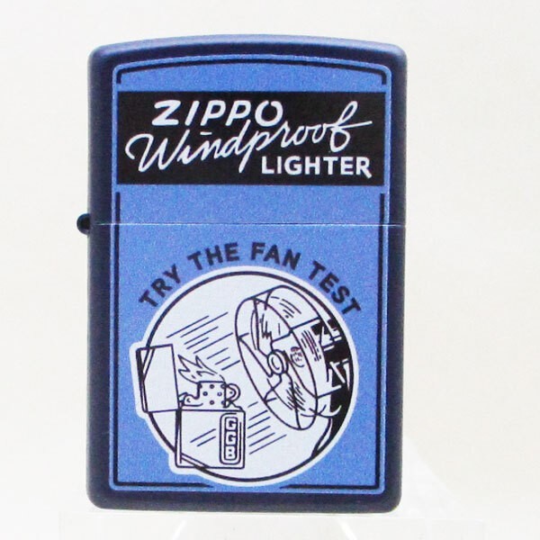 ZIPPO oil Lighter American processing TRY THE FAN TEST Blue | eBay UK