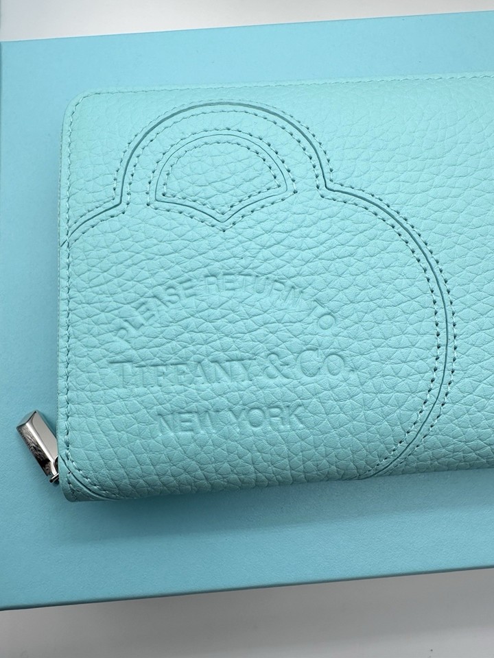 Tiffany & Co. New tiffany blue rtt leather Large zip wallet | eBay