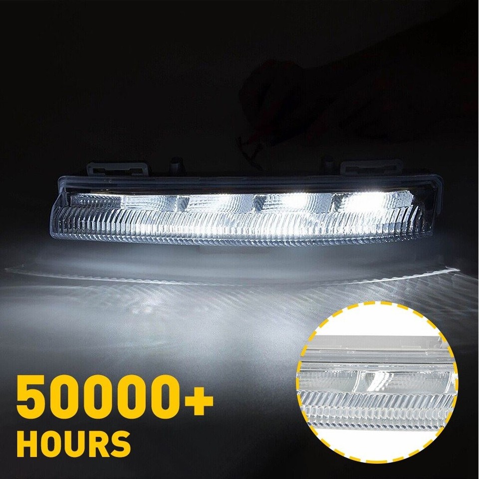 WHITE LED DAYTIME RUNNING FOG LIGHT FOR 07-14 MERCEDES-BENZ C-CLASS ...