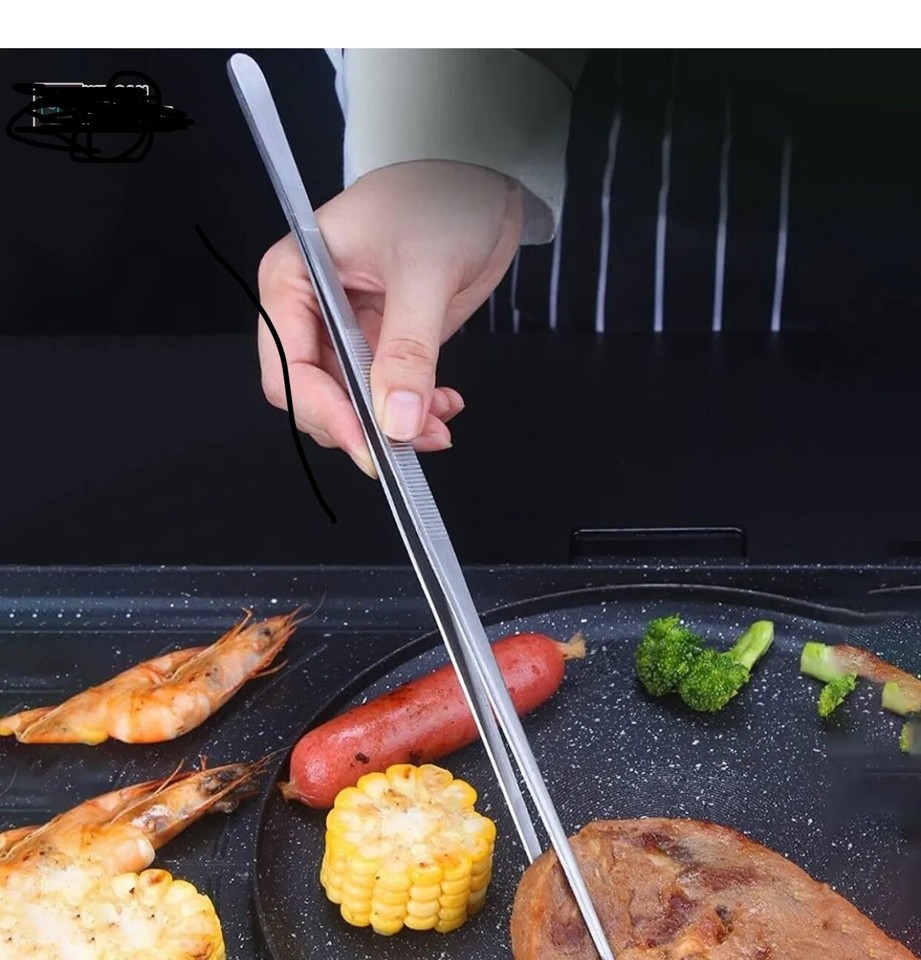 Stainless Steel Precision Kitchen Tweezers Chefs Garnish Straight Food ...