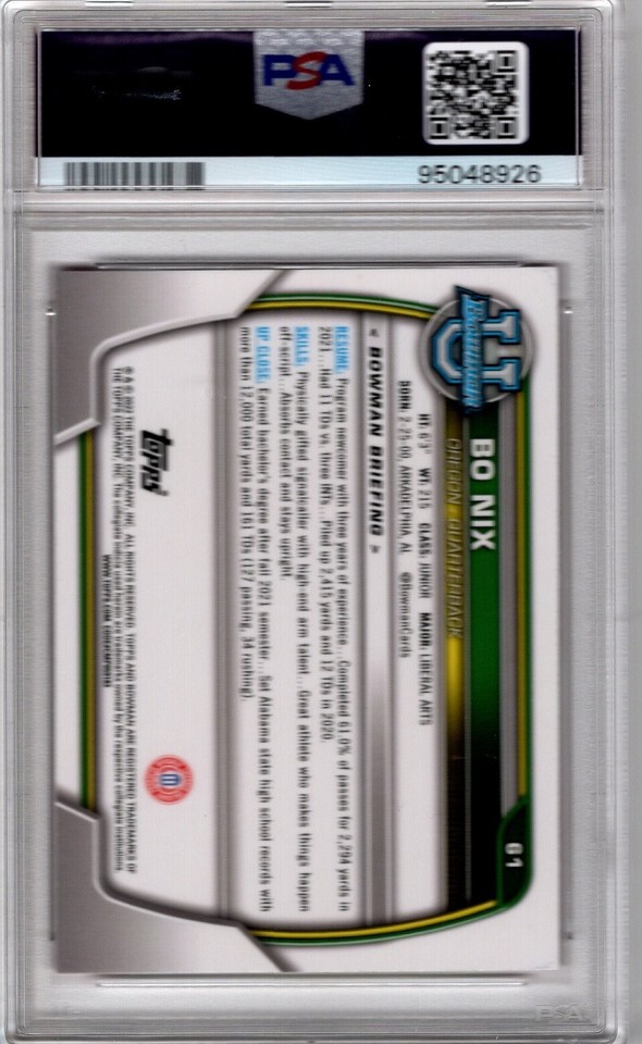 2022 Bowman U Bo Nix Rookie Chrome Pros. Pink Refractor PSA 9 | eBay