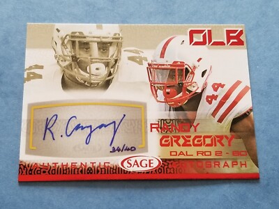 RANDY GREGORY 2015 SAGE Red Foil Auto RC Rookie Autograph Dallas ...