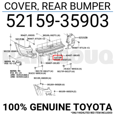 5215935903 Genuine Toyota COVER, REAR BUMPER 52159-35903 | eBay