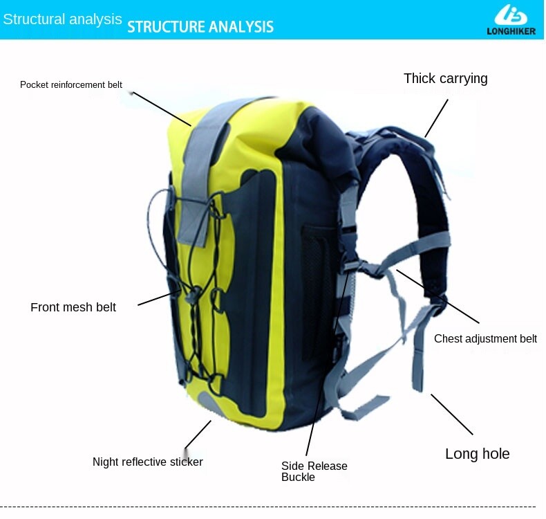 LONGHIKER 20L PVC Waterproof Dry Backpack Ocean Pack for Sport Beach ...