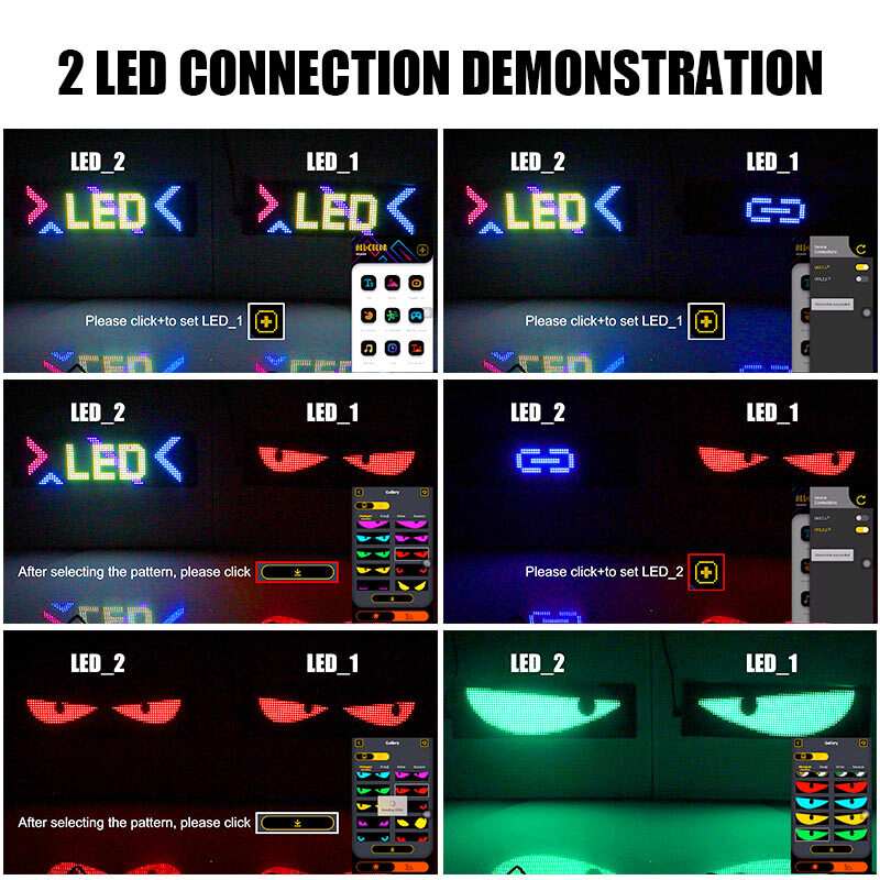 LED RGB Car Eye Sign Animation Matrix USB Panel DIY Programmable ...