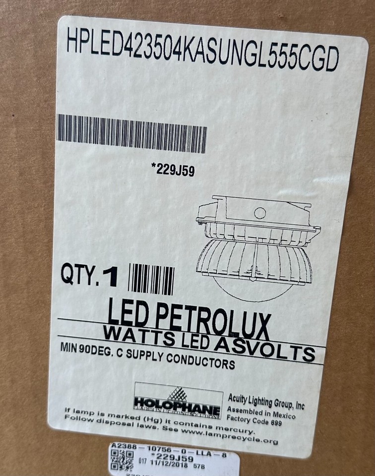 NEW ACUITY HOLOPHANE HPLED423504KASUNGL555CGD LED PETROLUX HIGH-BAY ...