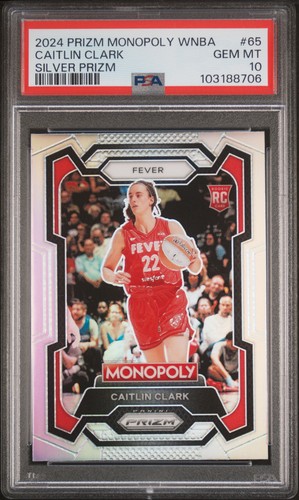 2024 PANINI PRIZM MONOPOLY WNBA SILVER #65 CAITLIN CLARK ROOKIE RC PSA ...