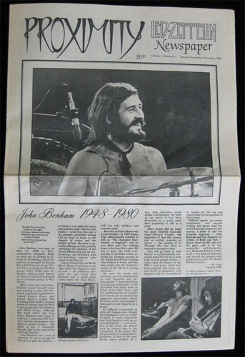 Proximity Led Zeppelin Newspaper _RARE_ Issue #4 1980 VTG Fanzine ...