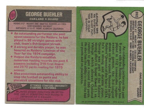 1977 & 1978 Topps George Buehler Autographed Cards W/ SB VI Insc ...