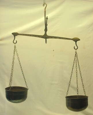 Hanging Brass Equal Arm Balance Scale Hanging Baskets Planter Decor ...