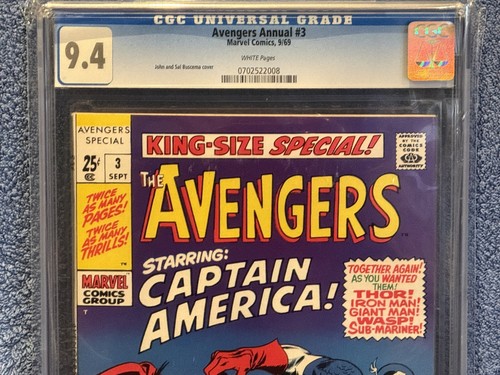 🔥CGC 9.4 WP AVENGERS Annual #3 - Classic JOHN BUSCEMA cover - MARVEL ...
