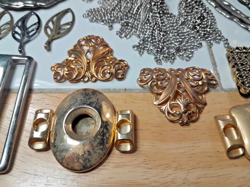 Vintage Mixed Metal Random Findings pieces beads settings clip earrings ...