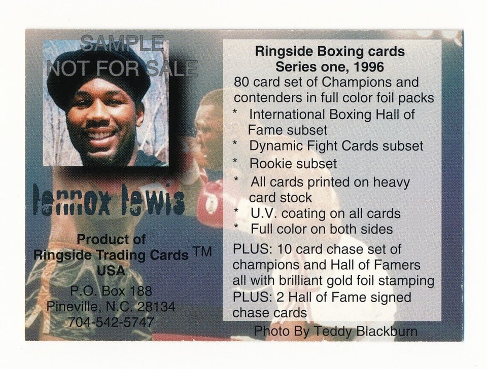 1996 RARE GOLD FOIL SAMPLE Lennox Lewis Ringside Boxing Card HOF Boxer ...