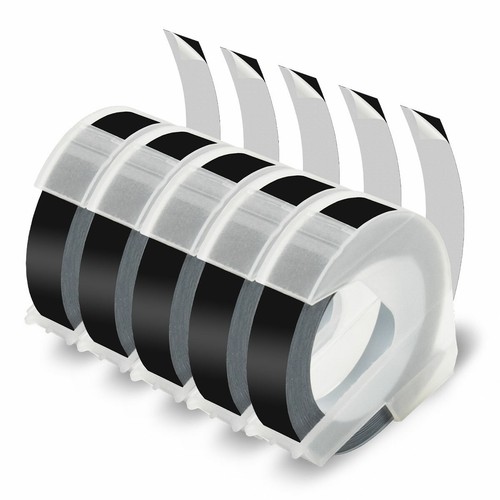 5PK For DYMO 3D Embossing Label Tape Refills Dymo Omega tape White on ...