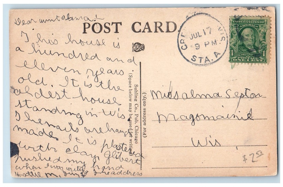 Green Bay Wisconsin WI Postcard Tank Cottage Trees Scenic View 1910 ...