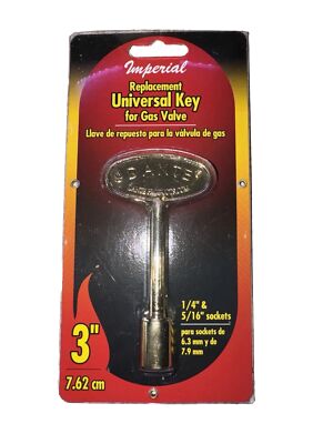 Imperial Fireplace Brass 3" Universal Gas Valve Key 1/4" 5/16" Stem New ...