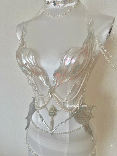 Luminous Seashell Siren Angel Resin Mermaid Corset Bra Top Cosplay ...
