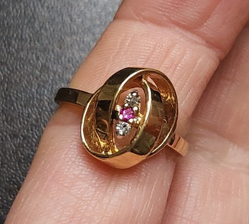 Gorgeous New Old Stock Golden Triple Stone Ruby Knot Ring Sz 6.25 | eBay