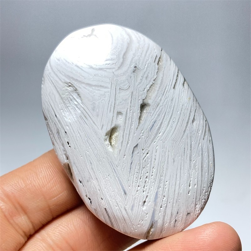 52g Natural White Mexico Crazy Lace Agate Marquise Crystal Healing Palm ...