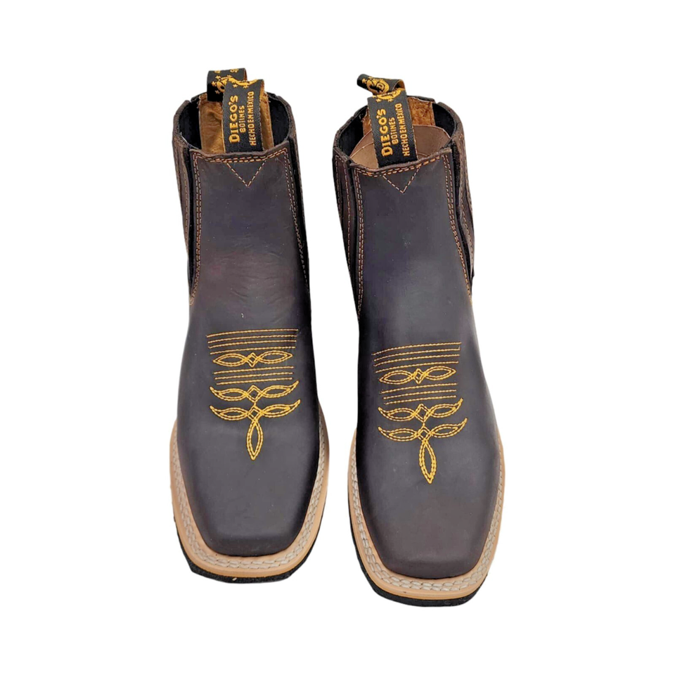 Men Genuine Cowhide Nobuck Handcrafted Western Rodeo Short Ankle Boots ...