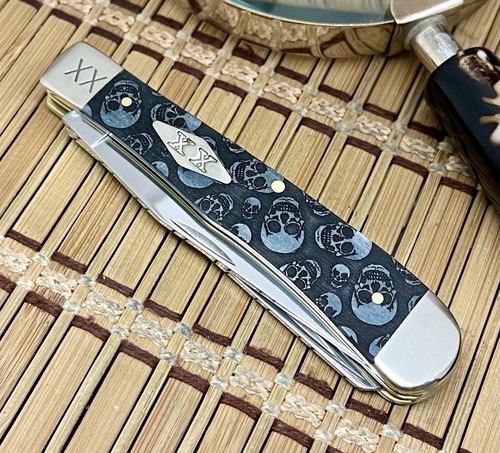 Case XX USA Smooth Gray Bone SKULL Blackout XX Trapper 1/500 Pocket ...