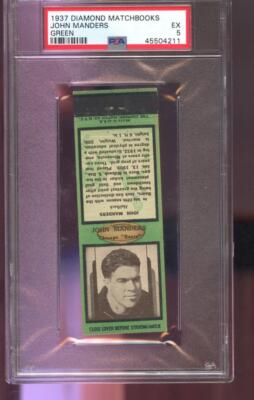 1937 Diamond Matchbooks Match Book John Manders PSA 5 Graded Football ...