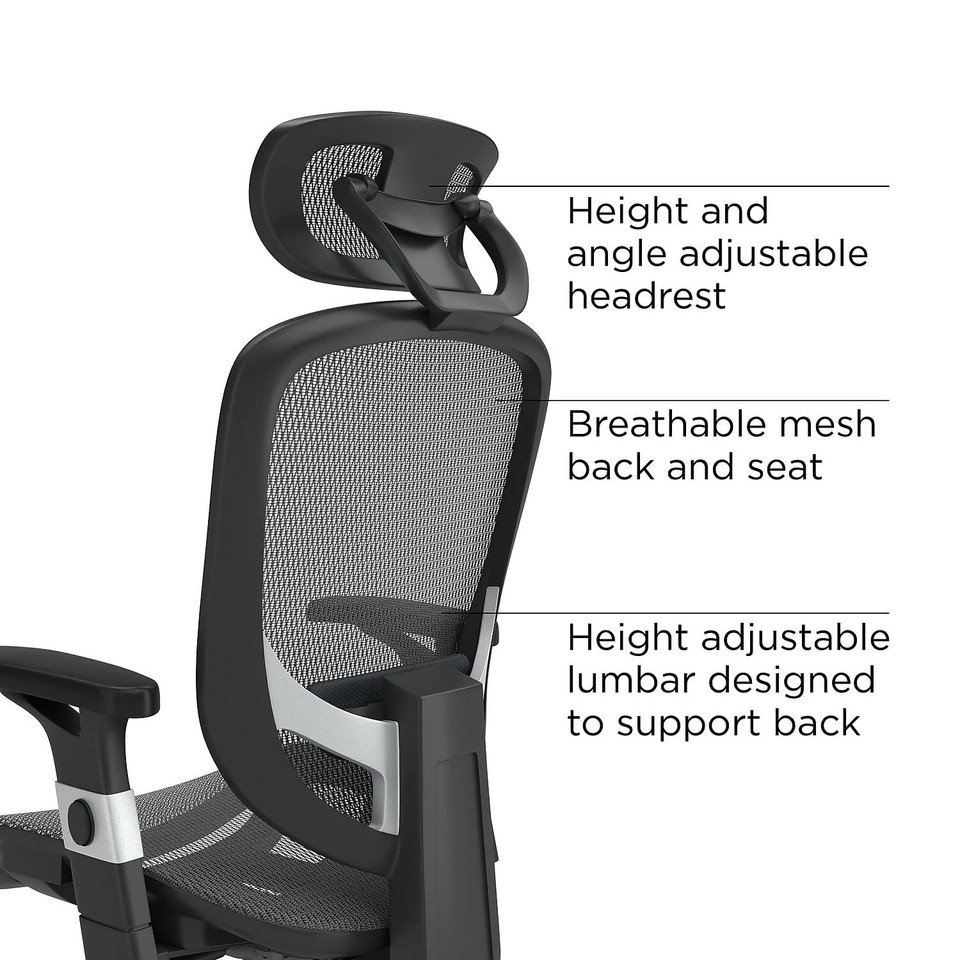 Staples Hyken Ergonomic Swivel Task Chair, Adjustable with Breathable ...