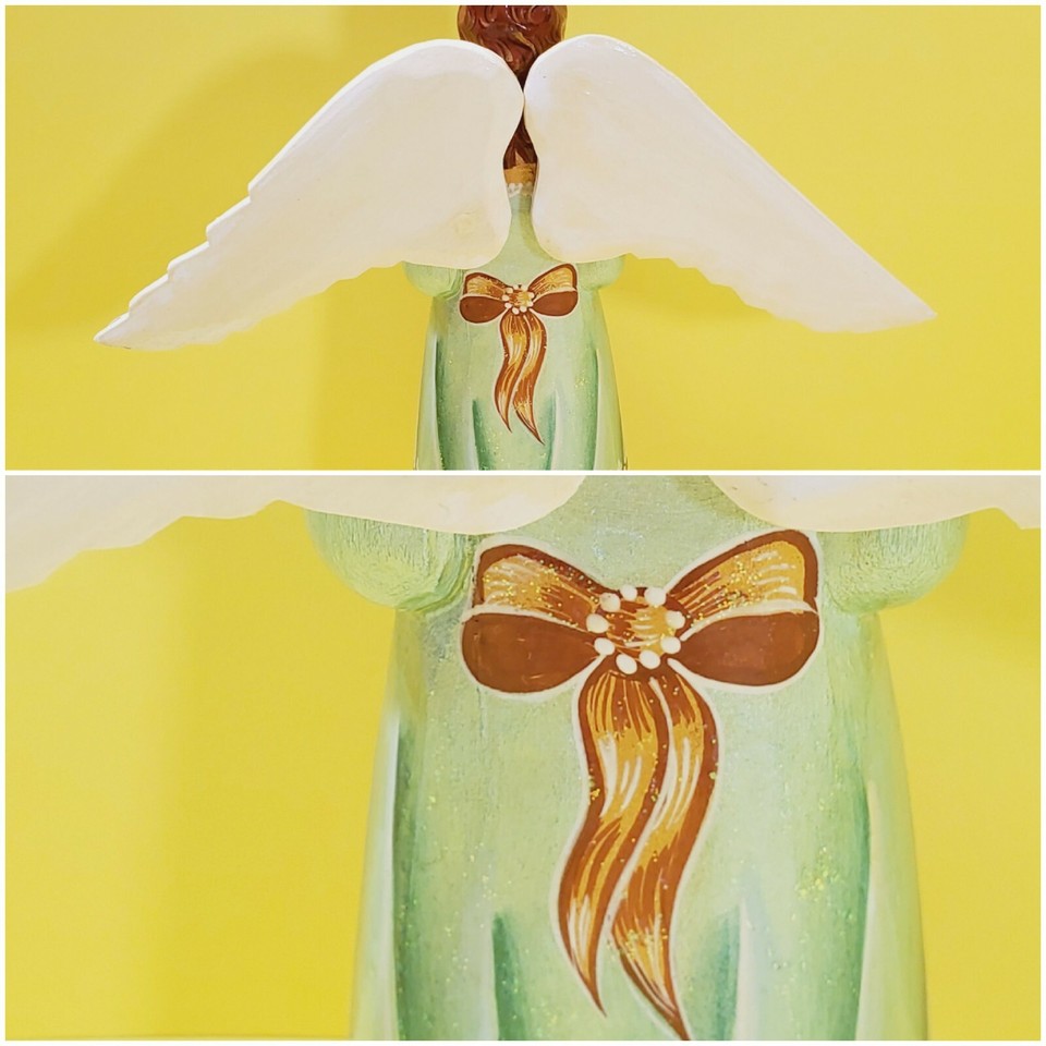 1997 Russian Hand Carved Wood Angel Doll Figurine Hand Painted Wings ...