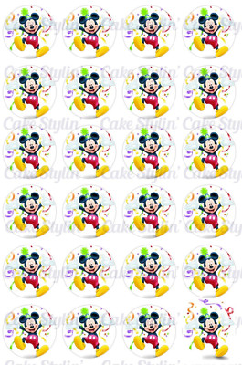 24 x Mickey Mouse Edible Wafer Paper Cupcake Toppers - DISNEY BIRTHDAY ...