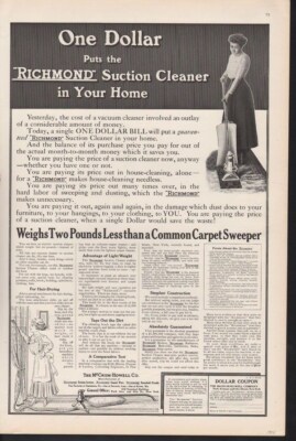 1910 MCCRUM HOWELL CARPET CLEANER SWEEPER VACUUM RICHMOND HOME DECOR AD ...