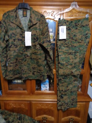 USMC MARPAT Uniform WOODLAND SET Combat Shirt Pant MEDIUM REGULAR NEW ...