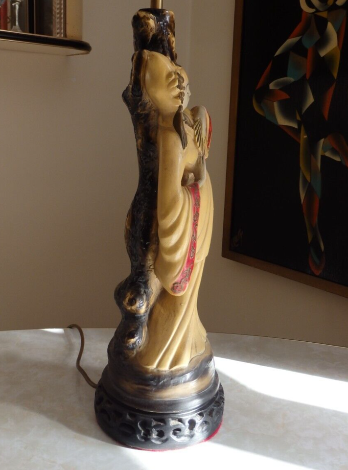 Vintage 1950`s Chalkware Oriental Lady Style Table Lamp | eBay