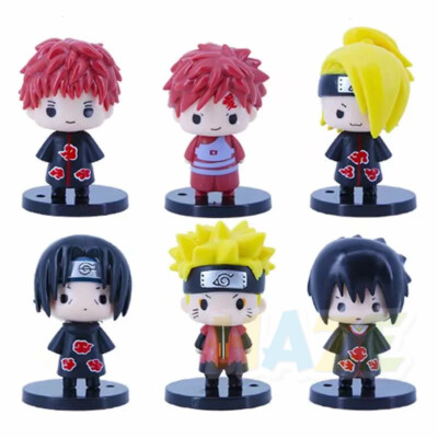 6Pcs/set Anime Naruto Bean Eyes 7-8CM Figure Statue Toy no Box | eBay ...