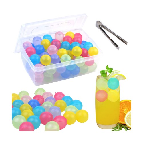 60 Pack Reusable Ice Cube, Plastic Ice Cubes Round for Drinks, Reus ...