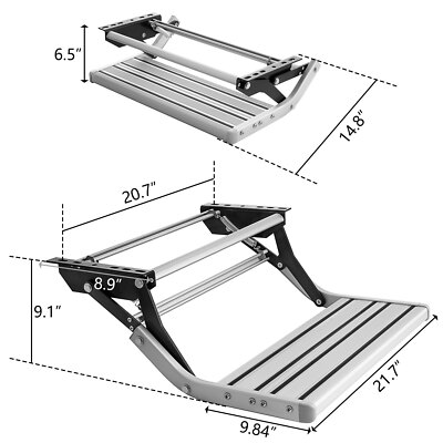 RV Camper Platform Steps Stair Anti-Slip Manual Pull Out Retractable ...