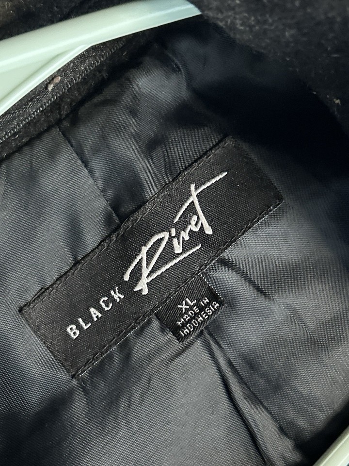 Black Rivet Men’s Black Wool Blend Military Style Jacket Zip/Snap-Down ...