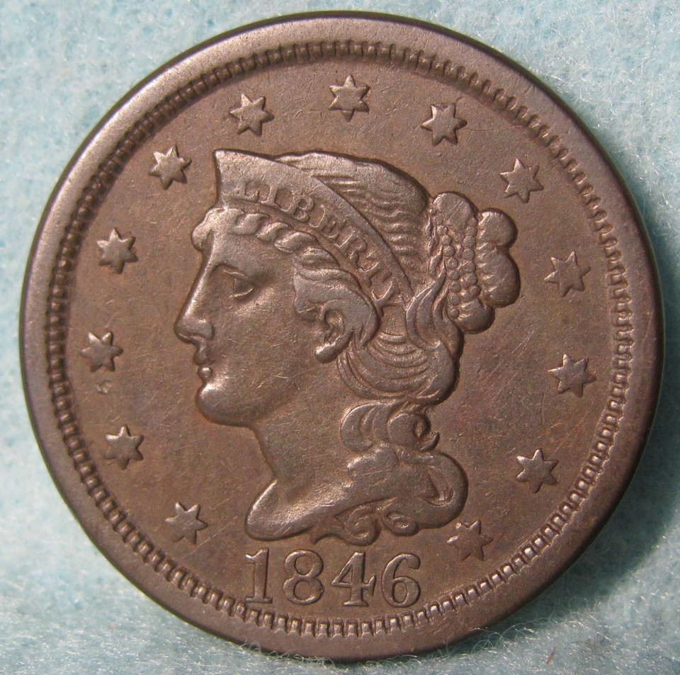 1846 Tall Date Braided Hair Large Cent Better Grade Details Old US Coin ...