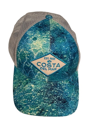 Costa Del Mar Blue Camo Grey Mesh Adjustable Trucker Hat Cap Fast ...