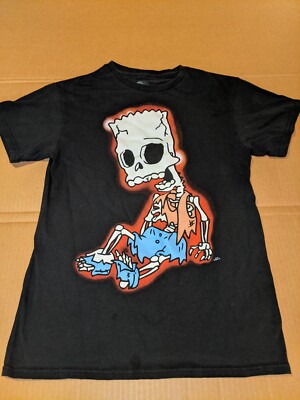 Bart Simpson Electrocuted Skeleton Classic T Shirt. Women's Small | eBay