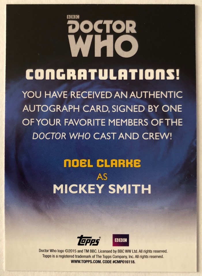 2015 DOCTOR WHO - AUTOGRAPH NOEL CLARKE as Mickey Smith SC | eBay