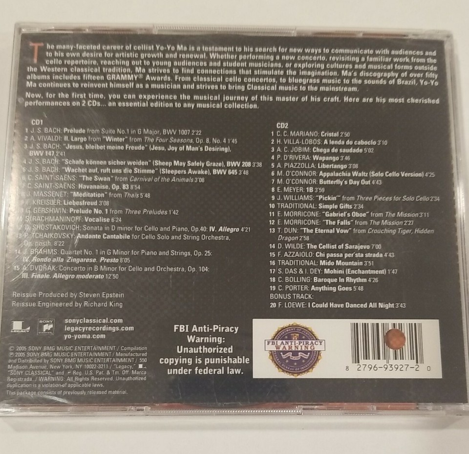 Essential Yo-Yo Ma by Yo-Yo Ma (CD, 2005) New Sealed PROMO 827969392720 ...