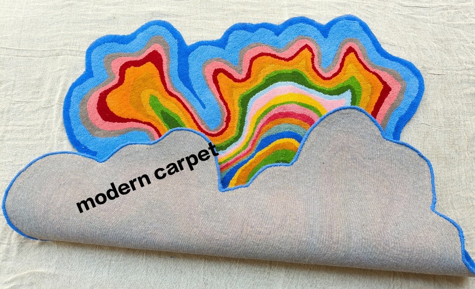 Psychedelic Irregular Rugs Handmade 100% Woolen Hand Tufted For Home ...