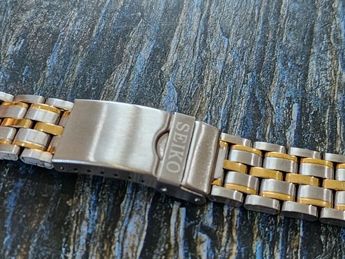 BRACELET For SEIKO 19MM Curve End Pieces Double lock 2 Tone. | eBay
