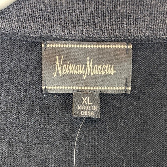 Neiman Marcus merino wool sweater mens XL elbow patches FLAW preppy ...