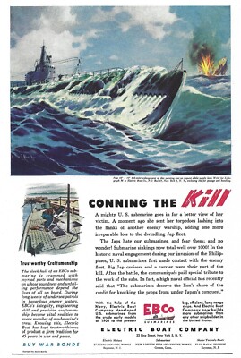 1945 EBCo Electric Boat Company Vintage Color Print Ad WWII Buy War ...