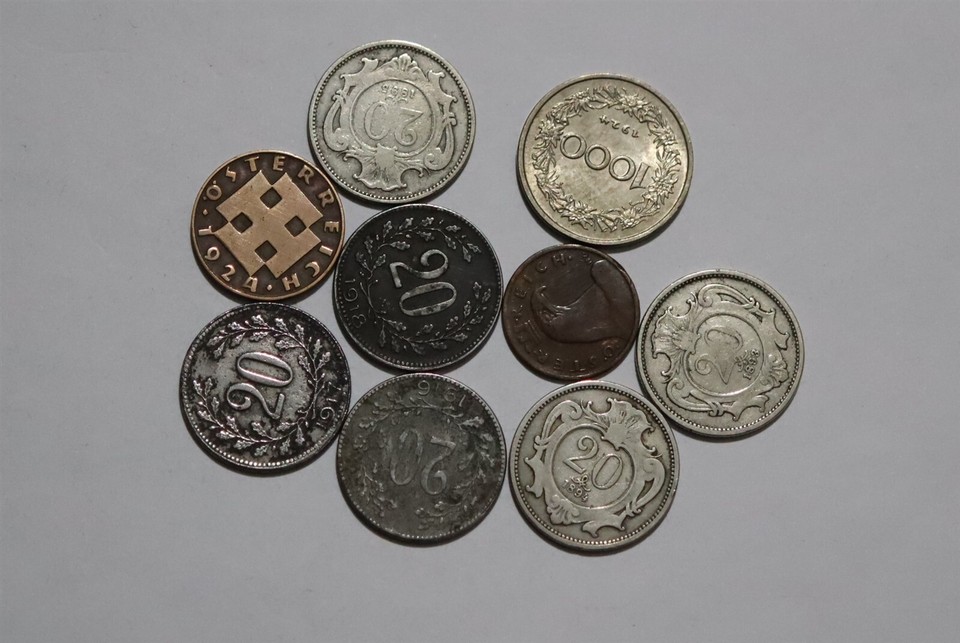 🧭 🇦🇹 LOTTO MONETE ANTICHE AUSTRIACHE 20 HELLER + 1000 KRONEN B53 CC38 ...