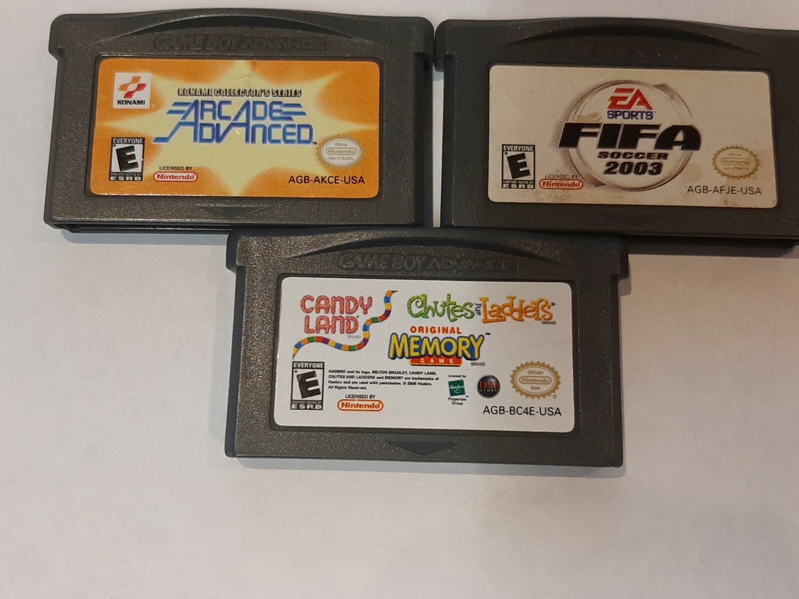 Nintendo Gameboy Advance Lot of 3 Candy Land / Memory Konami Arcade ...